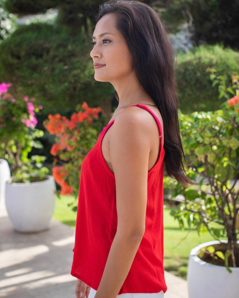 Clara Top - Red/Fuchsia – White Ginger Tanglin