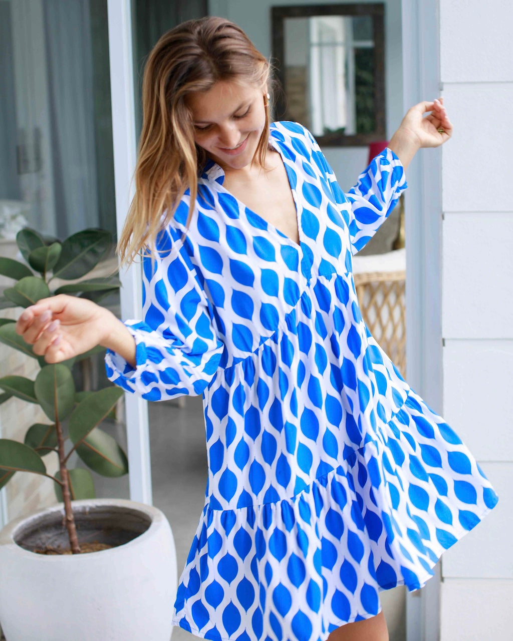 Morgan Dress - Cobalt London Trellis