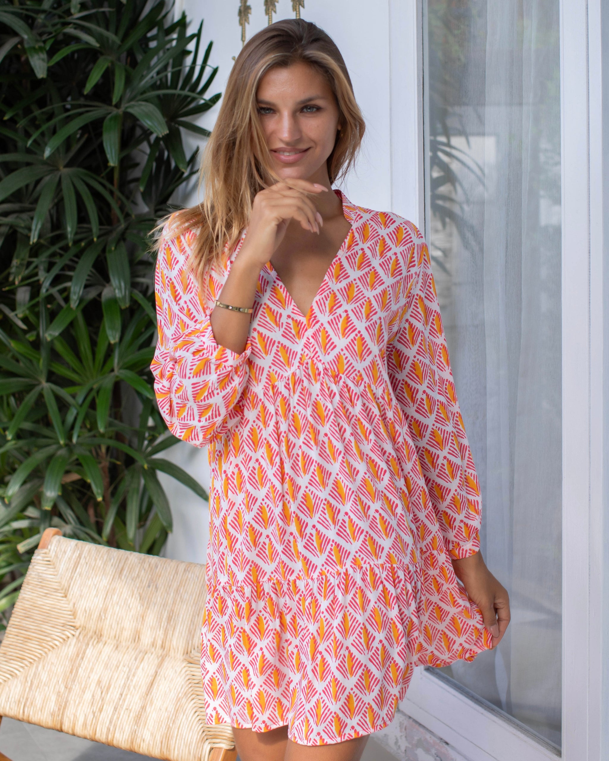 Morgan Dress - Pink/Orange Arrow